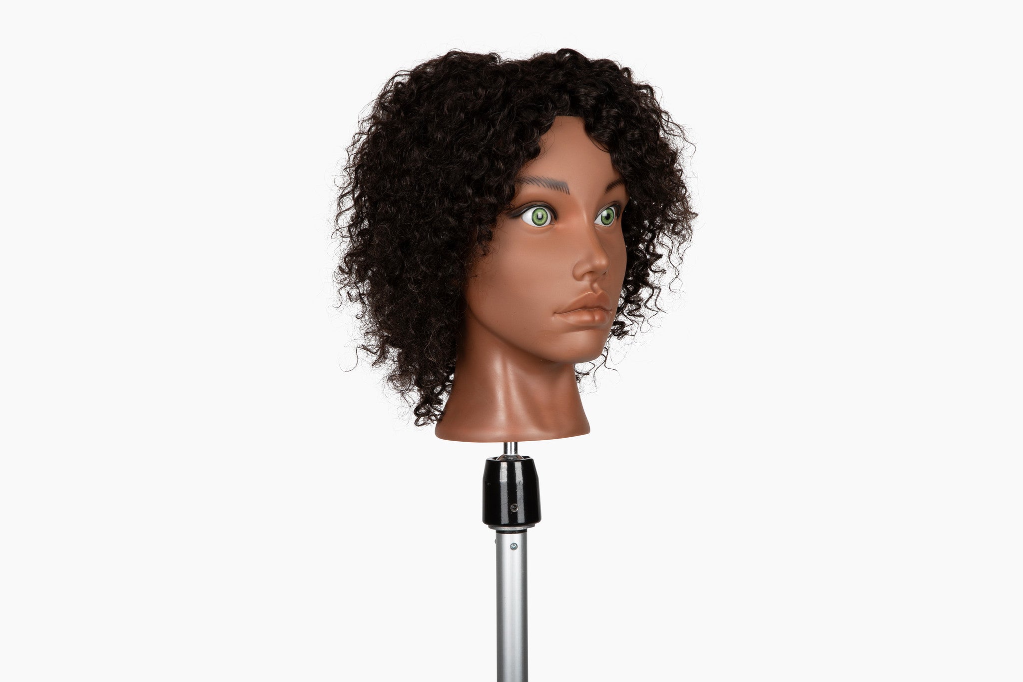 100% Human Textured Hair Mannequin Head, Hair Color Black, 8-10” Lengt